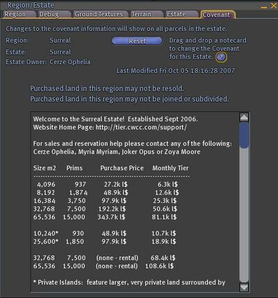 Estate Menu - Second Life Wiki