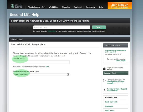 LLS How to submit a Support Ticket - Second Life Wiki