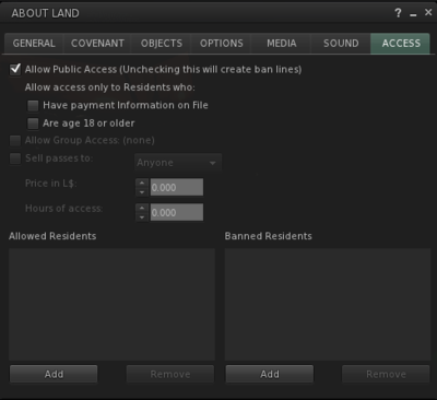 Land With Restricted Access - Second Life Wiki