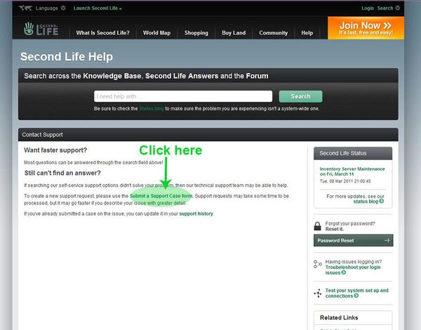 LLS How to submit a Support Ticket - Second Life Wiki