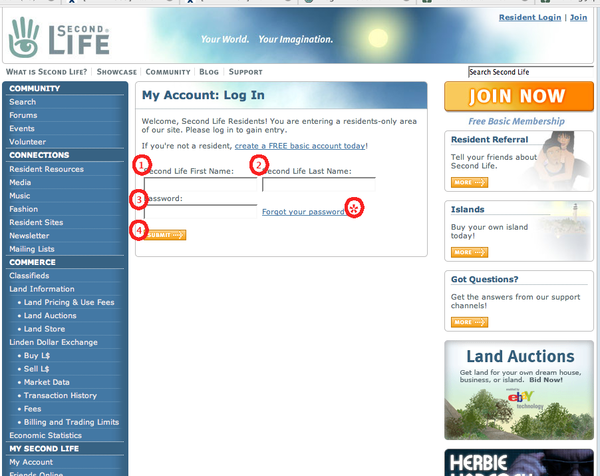 Basic Account Management/ko - Second Life Wiki