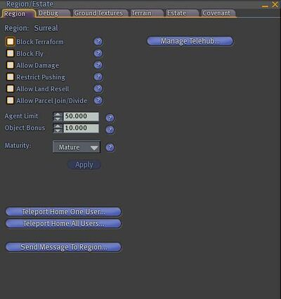 Estate Menu - Second Life Wiki